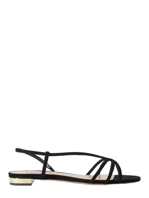 AQUAZZURA Suede Slingback Sandals With Metallic Heel Detail - No