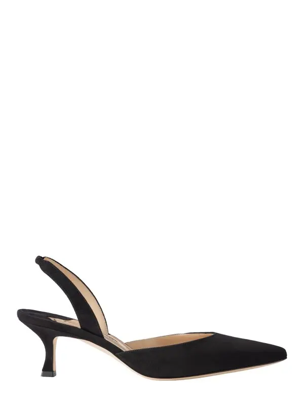 Manolo Blahnik Carolyne 50 Suede Slingback Pumps - Black