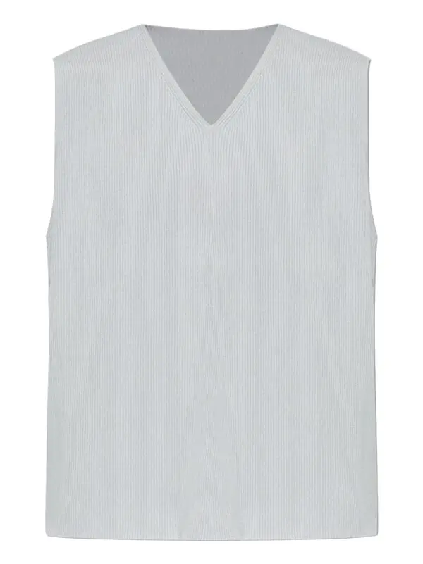 Issey Miyake V-neck Pleated Vest - Grey