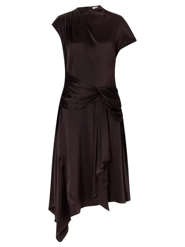 Staud Davina Gathered Silk-blend Satin Midi Dress - No