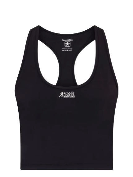 SPORTY  RICH Logo-print Racerback Sports Bra - Black