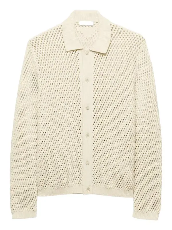Prada Linen And Cotton Knit Cardigan - Nude