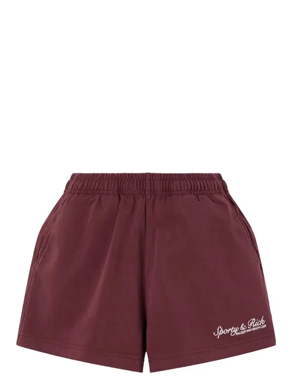 SPORTY  RICH Sporty & Rich Syracuse Logo-embroidered Cotton-fleece Shorts - No