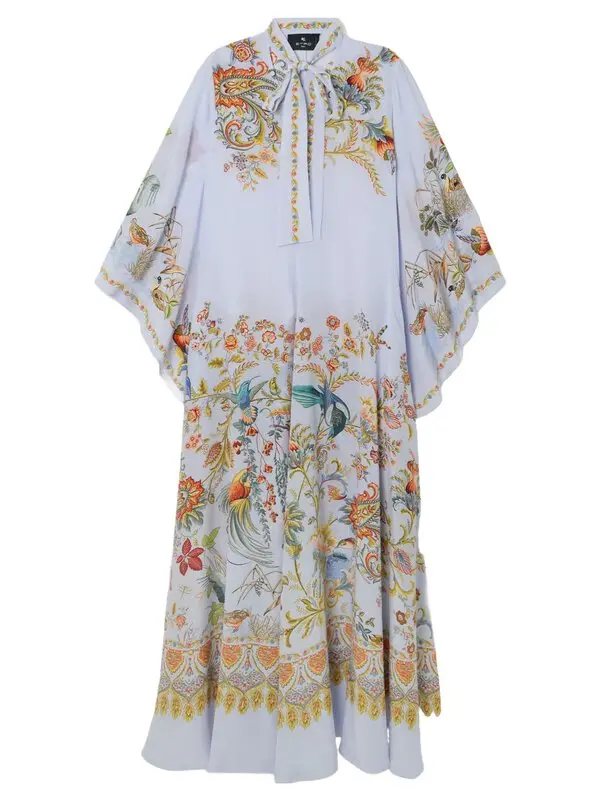 Etro Printed Silk Maxi Dress - Gray