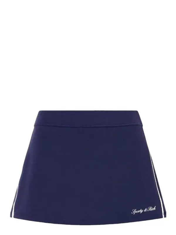 SPORTY  RICH Sporty & Rich Striped Jersey Tennis Mini Skirt - Blue