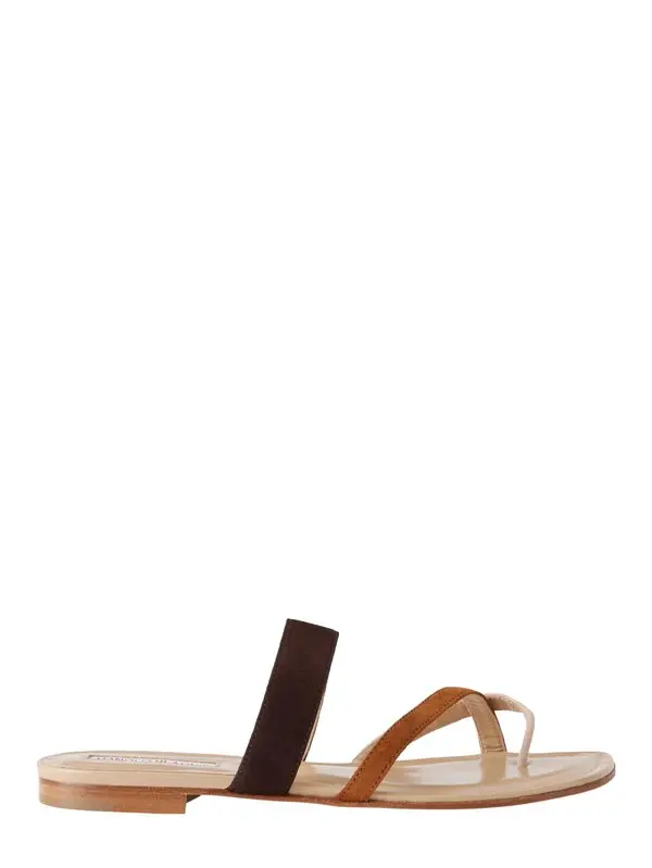 Manolo Blahnik Susastri Suede Sandals - Nude