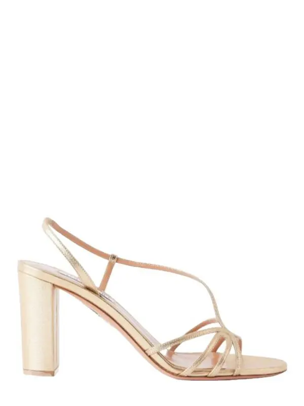 AQUAZZURA Metallic Leather High Heel Sandals - No