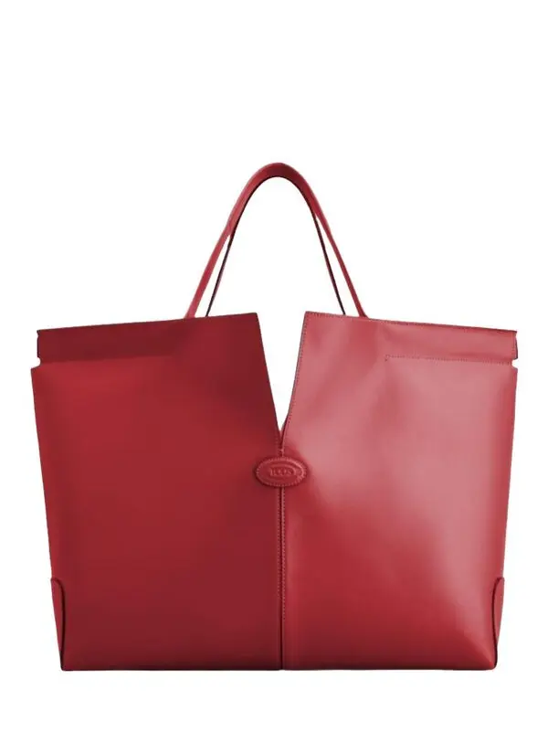 TOD'S Large Leather Tote Bag - Red