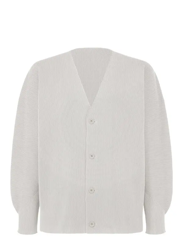 Issey Miyake Pleated Button Cardigan - Light Gray