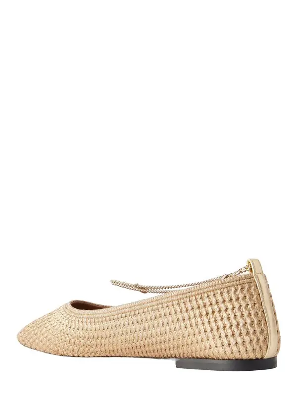 Stella McCartney Shiny Silk Woven Flat Shoes - Nude