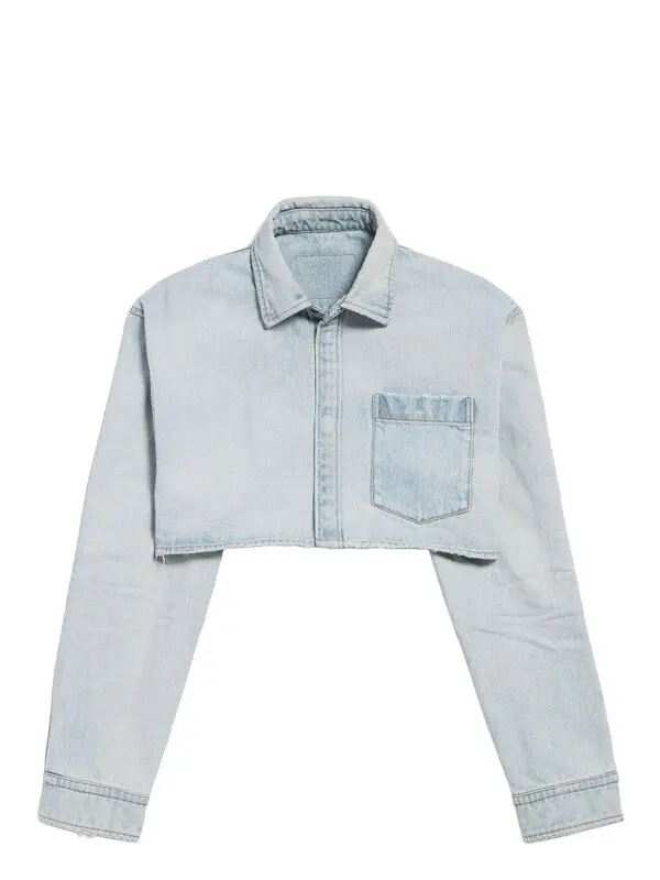 Balenciaga Cropped Distressed Shirt - Light Blue