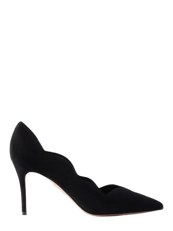 AQUAZZURA Scalloped Suede Pumps - Black