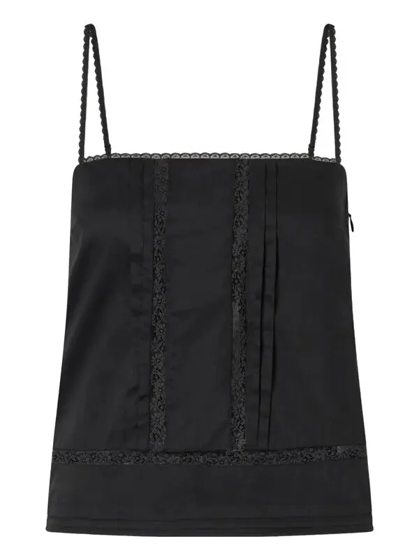 Staud Corinna Lace-trimmed Cotton Top - Black