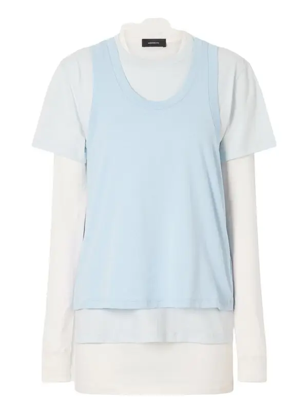 Wardrobe.NYC Layered Cotton-jersey T-shirt - Blue