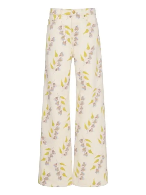 Ulla Johnson Floral Mid-rise Wide-leg Jeans - Nude