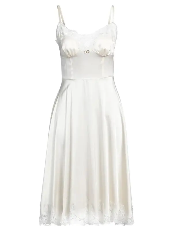 Dolce & Gabbana Satin Lace Slip Dress - White
