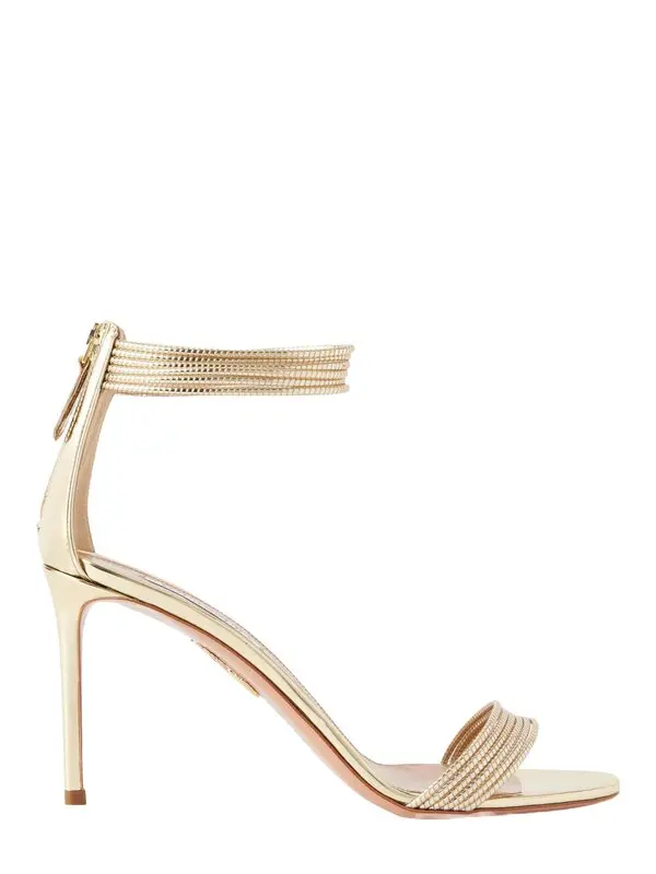AQUAZZURA Metallic Strappy High Heel Sandals - No