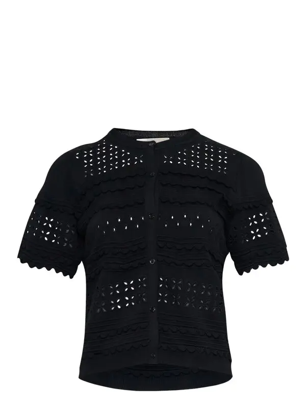 Ulla Johnson Adriana Eyelet Knit Cardigan - Black