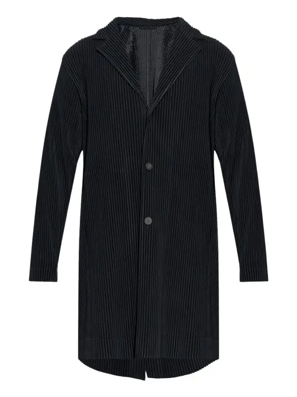 Issey Miyake Button-fastening Pleated Coat - Black