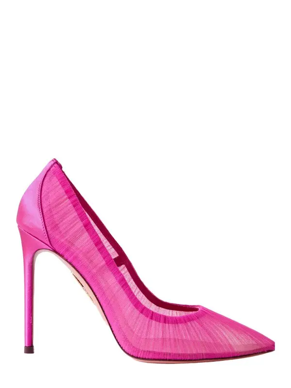 AQUAZZURA Voile 105 Pleated Tulle Pumps - Pink