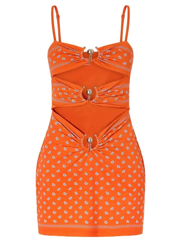 Christopher Esber Spaghetti Strap Cut Out Mini Dress - Orange