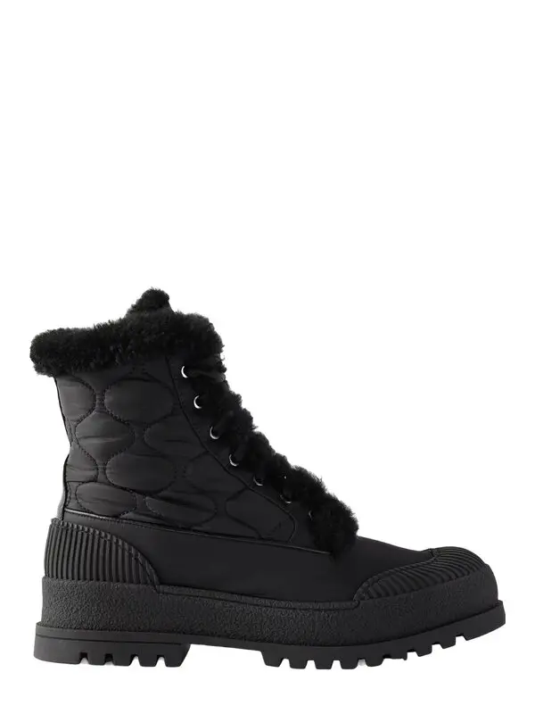 AQUAZZURA Quilted Nylon And Leather Ankle Boots - Black