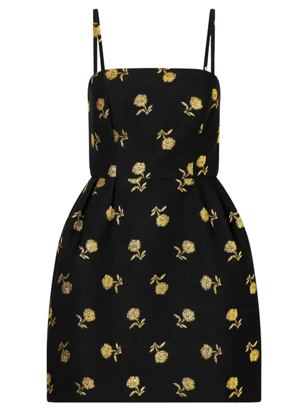 Carolina Herrera Embroidered Jacquard Mini Dress - Black