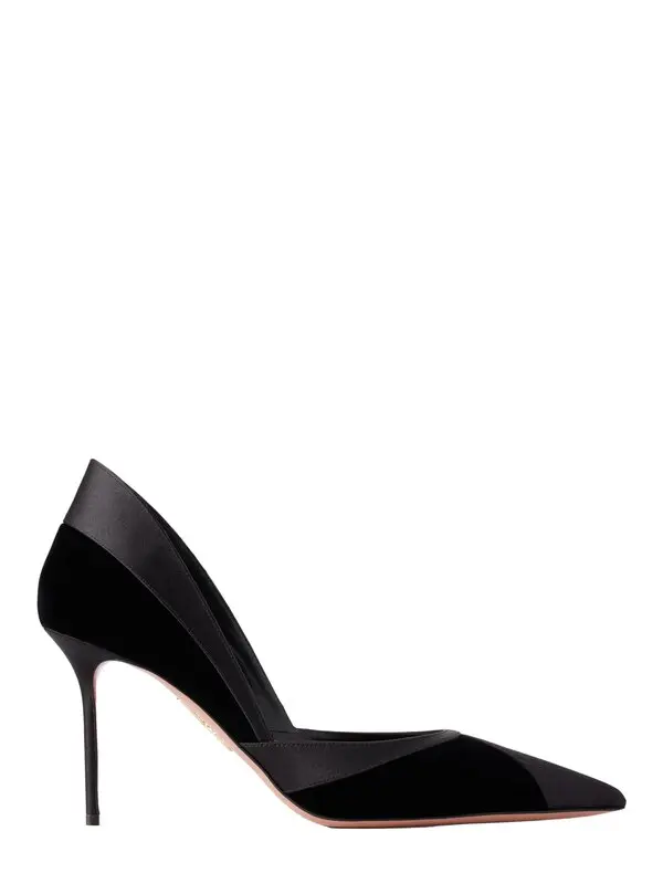 AQUAZZURA Velvet And Satin Pointed-toe Stiletto Pumps - Black