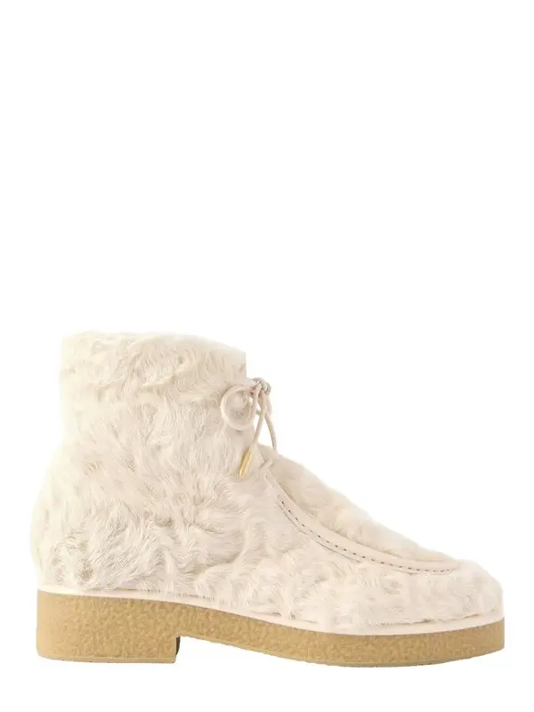 AQUAZZURA Shearling Lace-up Ankle Boots - No