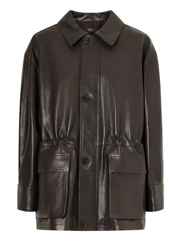 ARMA Leather Utility Jacket With Pointed Collar - Black