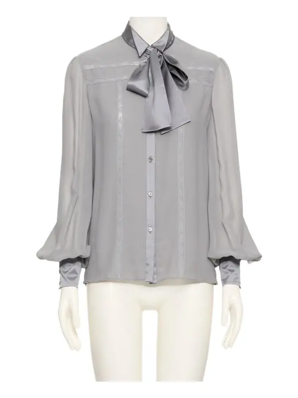 Valentino Garavani Long Sleeve Bow Collar Blouse - No