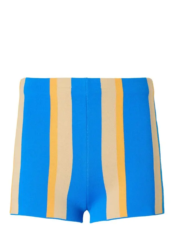 Staud Sunny Striped Shorts - Blue