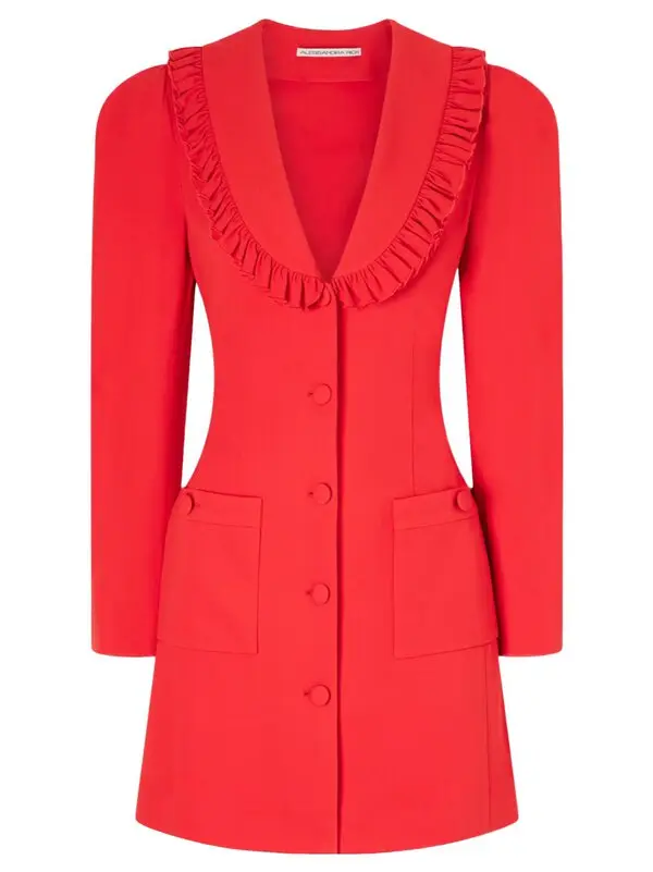 Alessandra Rich Ruffled Cady Mini Dress - Red