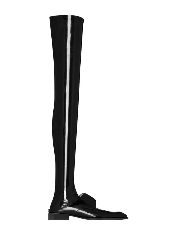 Saint Laurent Romeo Over-the-knee Patent Leather And Vinyl Boots - Black