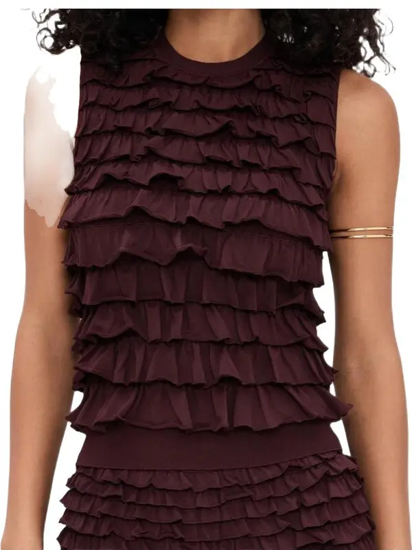 Ulla Johnson Sleeveless Ruffled Vest - Claret