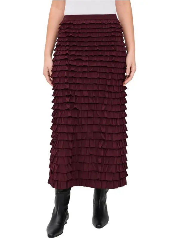 Ulla Johnson Layered Ruffle Midi Skirt - Claret
