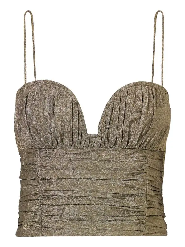 Ulla Johnson Cropped Metallic Taffeta Tank - No