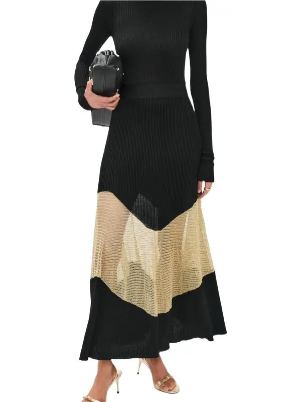 Ulla Johnson Knitted Maxi Dress With Metallic Thread Trim - Black