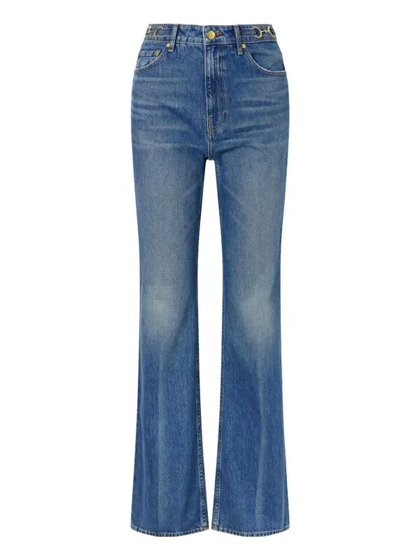 Ulla Johnson Colette Embellished High-rise Straight-leg Jeans - Blue