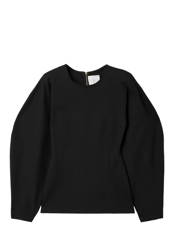 Carolina Herrera Arc Round Neck Top - Black