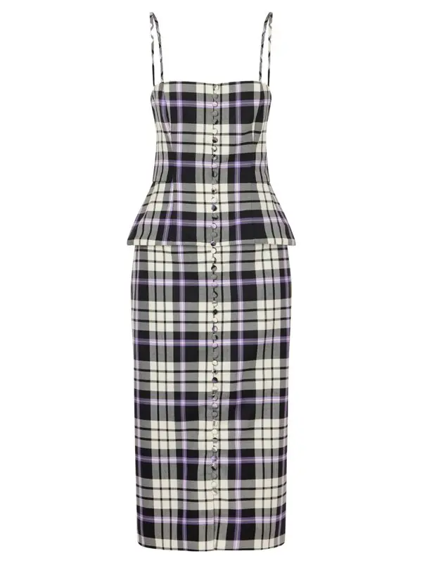 Carolina Herrera Checked Wool-blend Midi Dress - Gray