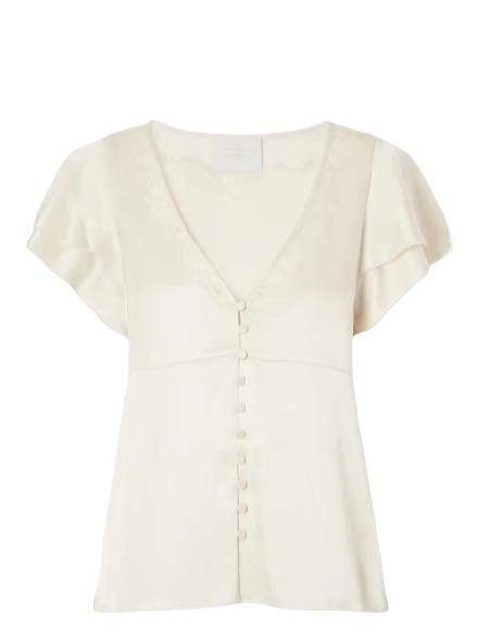 Citizens Of Humanity Lola Flutter Lace-trimmed Satin Blouse - Cream