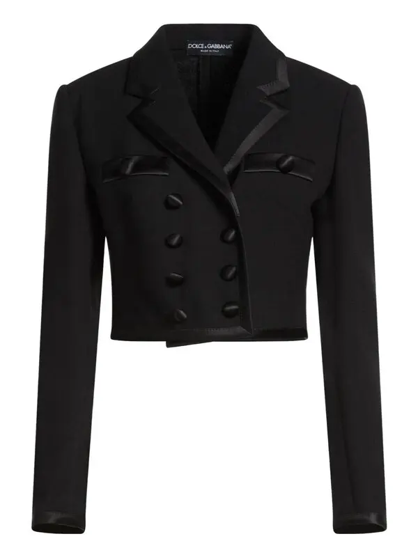 Dolce & Gabbana Double-breasted Blazer With Satin Trims - Black