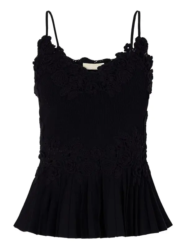 Ulla Johnson Pleated Crochet-trimmed Ribbed Jersey Tank - No