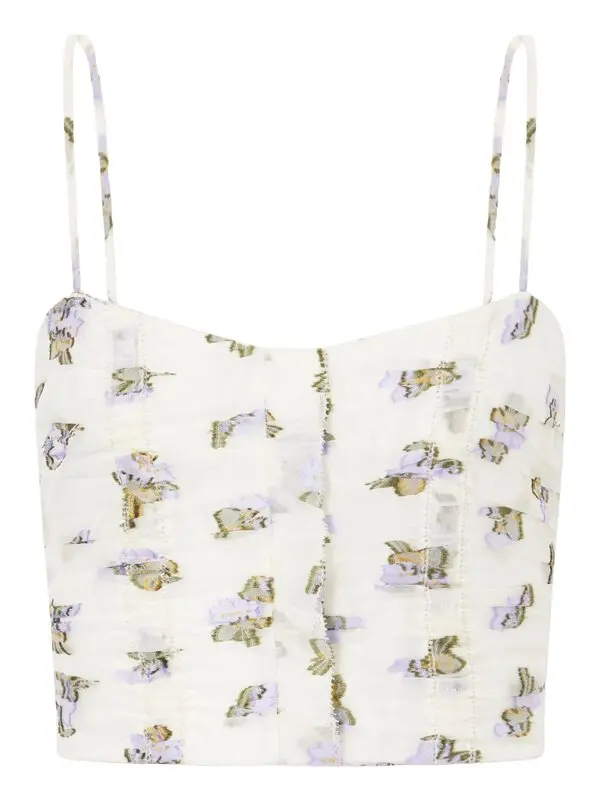 Ulla Johnson Fil Coupé-trimmed Mulberry Silk-blend Organza Bustier Top - No