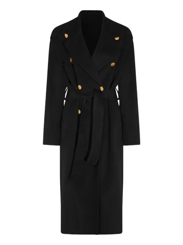 Alberta Ferretti Long Sleeved Belted Coat - Black
