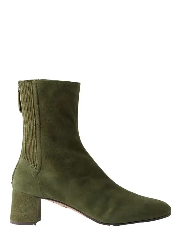 AQUAZZURA Suede Boots With Ribbed Panels - No