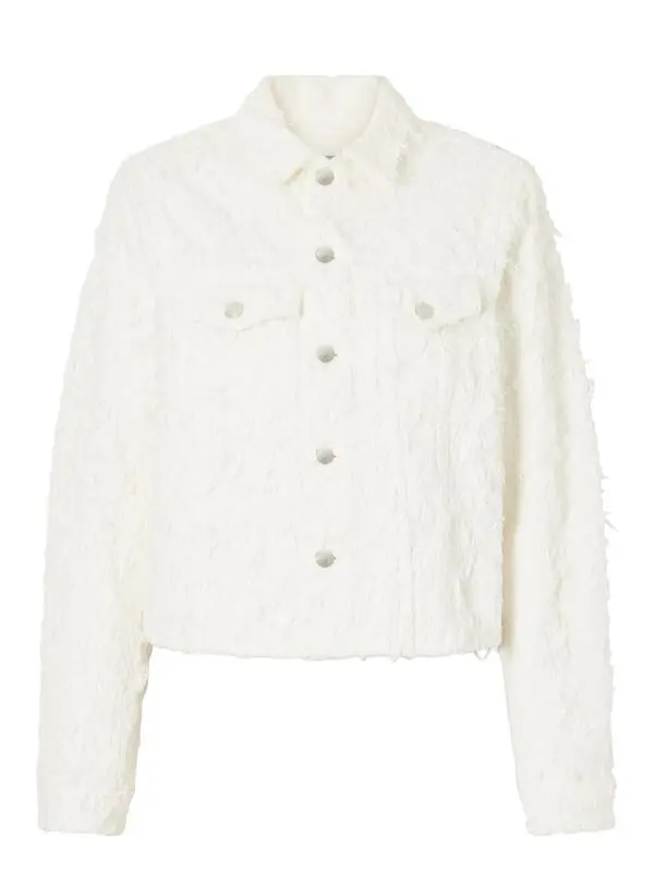 HAIKURE Cherry Frayed Denim Jacket - White