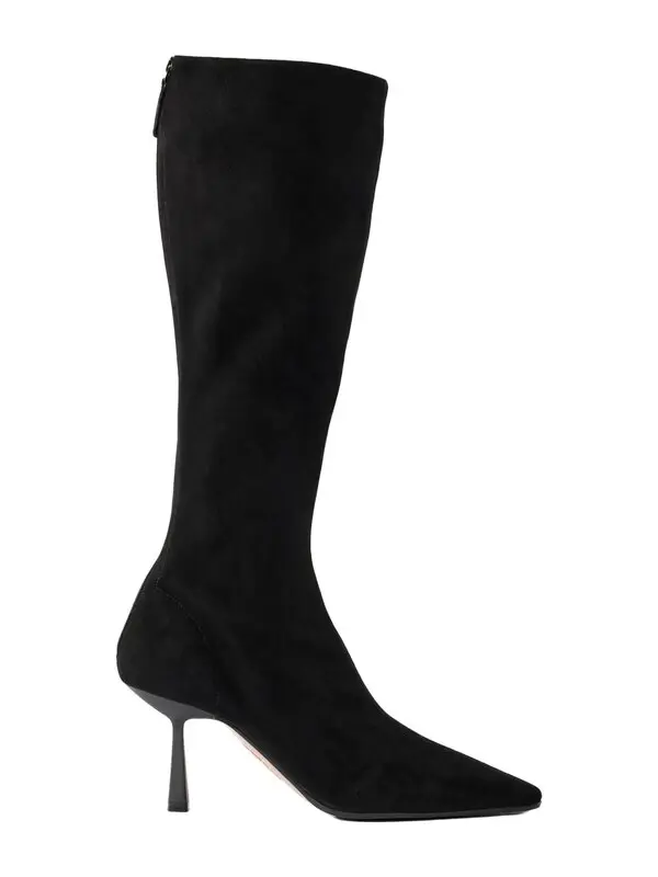 AQUAZZURA Suede Knee-high Boots With Pointed Square Toe And Martini Heel - Black
