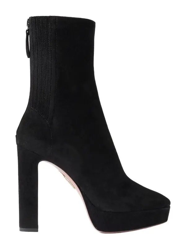 AQUAZZURA Suede Platform Ankle Boots - Black